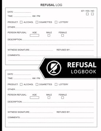 Refusal Log Book: Registrar for Records of Refusals of Alcohol ...