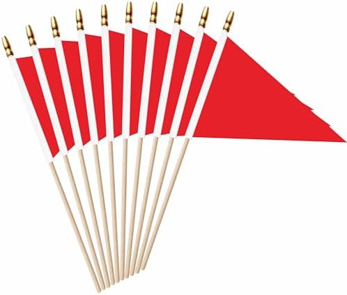 Amazon.com : 12 Pack Red Pennant Flags Small Mini Hand Held Solid Color ...