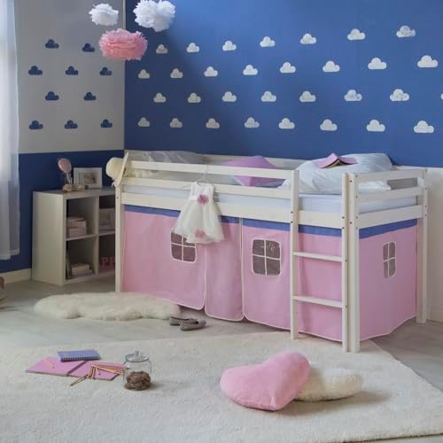 Homestyle4u Lit mi-Hauteur avec Rideaux Rose Pale : Amazon.fr: Cuisine ...