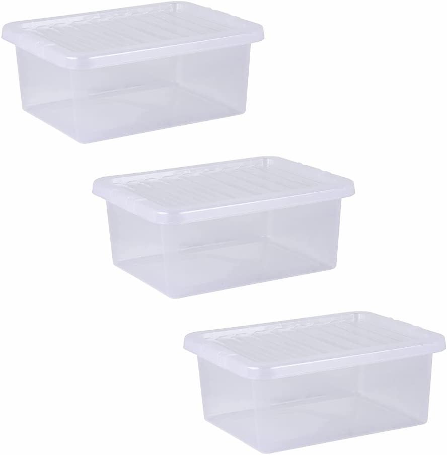 TENLITE Large Plastic Storage Boxes with Lids - PACK OF 3 | Clear ...