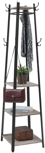 Amazon.com: VASAGLE Coat Rack, Coat Stand with 3 Shelves, Hall Tree ...