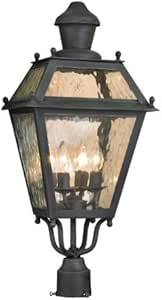 Amesbury Collection 4-Light 29" Charcoal Post Lantern with Water Glass ...