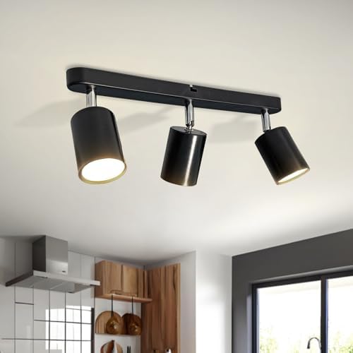 wowatt 3 Way Ceiling Light Bar Matt Black, Modern Ceiling Spotlight ...
