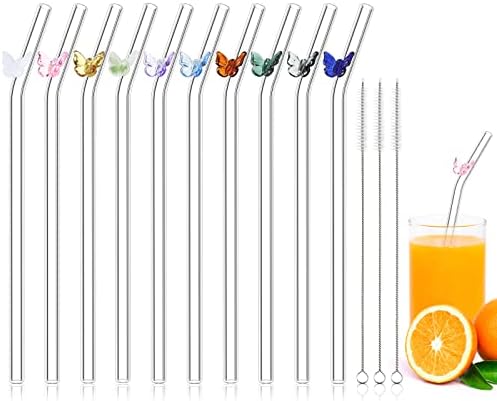 Amazon.com: 8 Pcs Reusable Glass Straws Shatter Resistant Straws with ...