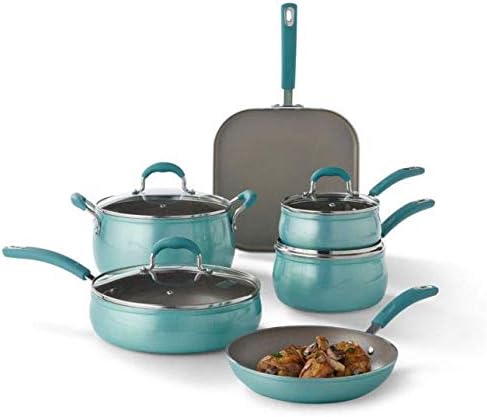 Amazon.com: Cooks 10 Piece Diamond Nonstick Cookware Set (Teal): Home ...