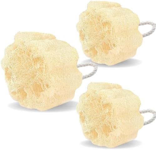 Amazon.com: 3 Mini Natural Loofah Sponge - Natural Egyptian Shower ...