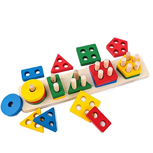 Geometric Stacker Wooden Stacking Toy - Educational Toys Planet