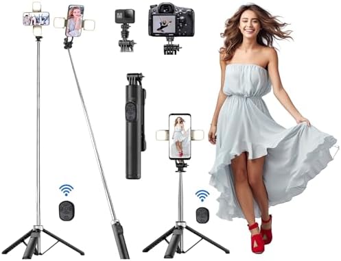 TARAVEE, 67-inch, Long Selfie Stick with Tripod Stand,Reinforced Tripod ...