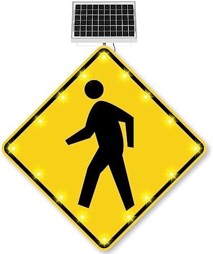 Amazon.com: 24" Solar Powered Flashing LED Pedestrian Crossing Sign ...