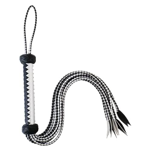 Amazon.com: PU Leather Black-White Whip Handmade Bullwhip, 37 Inch Nine ...