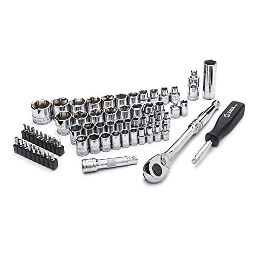 SATA 65-Piece 1/4-Inch and 3/8-Inch Drive Mechanic’s Tool Set with ...