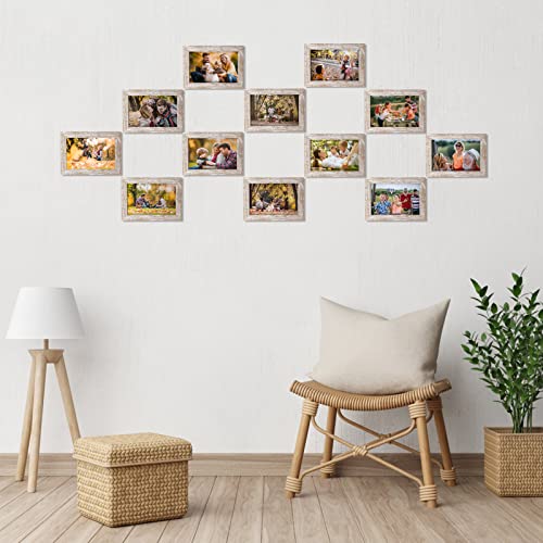 EXYGLO Rustic 6×4 Photo Frames Set of 12, Multiple Picture Frames 6×4 ...
