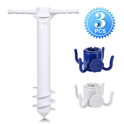 TAGVO Beach Umbrella Sand Anchor Hanging Hook Set, Safe Umbrella Screw ...