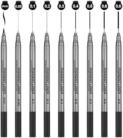 Amazon.com : Set of 12 Black Micro-Pen Fineliner Ink Pens - Waterproof ...