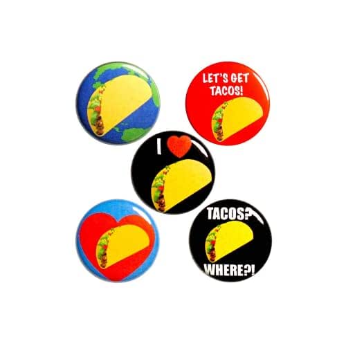 Amazon.com: Let’s Get Tacos Pin Button Set I Love Tacos Backpack Pin ...
