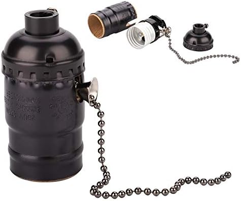 RDEXP Vintage Lamp Socket with Pull Chain AC 110-240V E27 Light Bulb ...