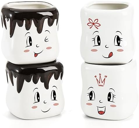 Amazon.com: Marshmallow Mugs Set of 4 - Cute Cups for Hot Cocoa ...