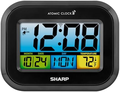 SHARP Atomic Digital Alarm Clock, Battery Operated Self-Setting Digital ...