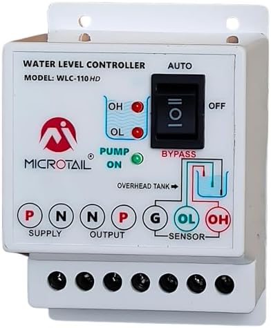 Microtail Fully Automatic Water Level Controller Plastic ABS with 3 Sensors, Single Phase 230V ...