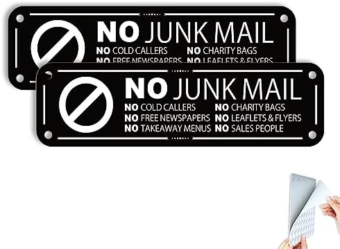 Goodvia No Junk Mail Sticker for Mailbox Small 16x4.5cm Metal Aluminum ...