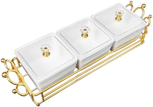 Amazon.com: Pumtus Ceramic Divided Serving Dishes, 4 Removable Snack ...