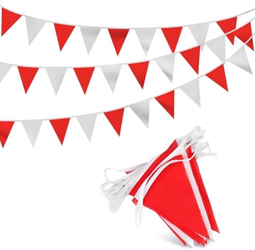 Amazon.com : Red & White Pennant String Flags : Sports & Outdoors