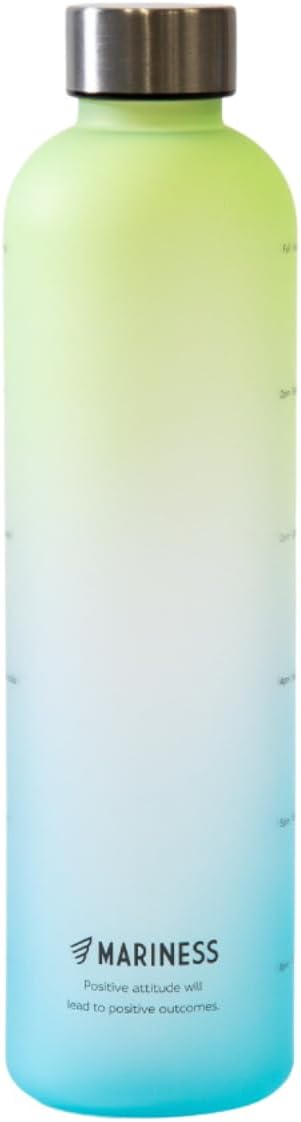 Amazon｜mariness マリネス モチベーション ウォーターボトル ライムブルー 1リットル タイムマーカー マグボトル 水筒｜水筒・マグボトル オンライン通販