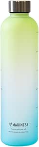 Amazon｜mariness マリネス モチベーション ウォーターボトル ライムブルー 1リットル タイムマーカー マグボトル 水筒｜水筒・マグボトル オンライン通販