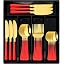 Gilded Silverware Set, 24 Piece Cutlery Set with Holder, Service for 6 ...