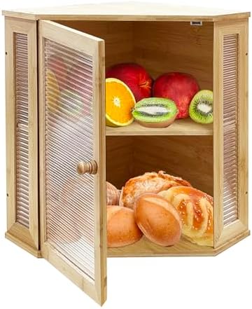 Amazon.com: NewEle Extra Large Corner Bread Box - Bamboo Bread Box for ...