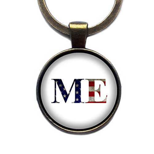 Amazon.com: United States State Initials Flag Maine ME Bronze Keychain ...