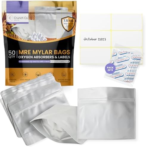 Amazon.com: Crunch Co. 1 Quart MRE Mylar Bag Bundle - 50x (7.5 Mil - 7. ...