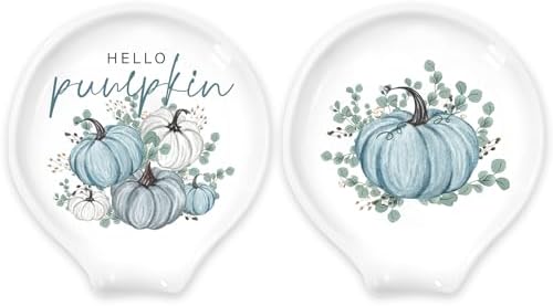 Amazon.com: Mud Pie White Pumpkin Spoon Rest Set; spoon 10" x 3" | rest ...