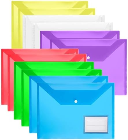 Plastic Wallets - 10 Pack A4 Plastic Folders Document Files Envelope ...