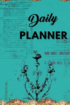 Daily Planner: Nostalgic Vintage Style Daily Schedule, Turquoise Agenda ...