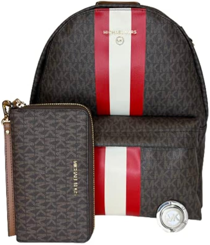 Michael Kors Slater Medium Signature Logo Stripe Backpack bundled with ...