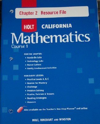Holt Mathematics California: Chapter Resource File #2 Course 1 ...