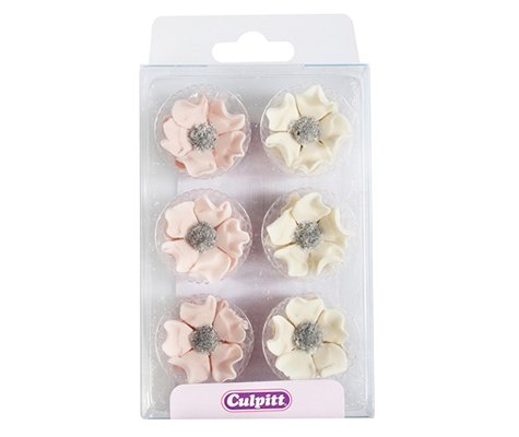 Amazon.com: Culpitt Ivory & Peach Sugar Anemones Edible Toppers x 12 ...
