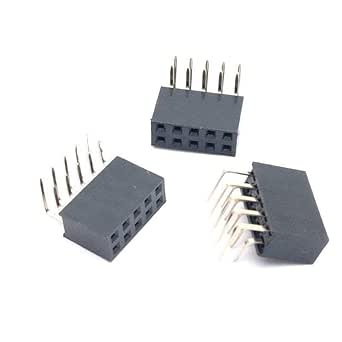 100pcs 2.54mm 2X5 Pin Right Angle Double Row Female Pin Header Connector: Amazon.com: Industrial ...