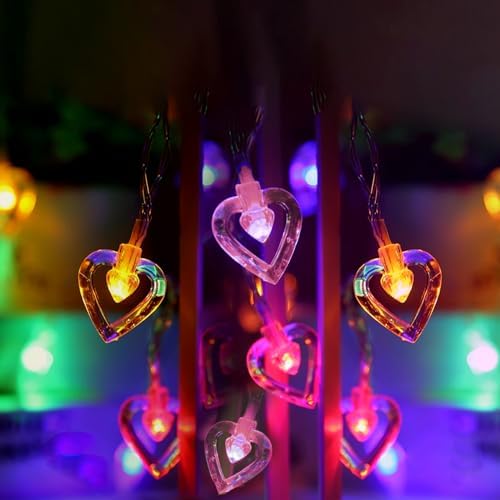 Amazon.com: 2 Pack Valentine's Day Heart String Lights 10Ft 20 LEDs ...