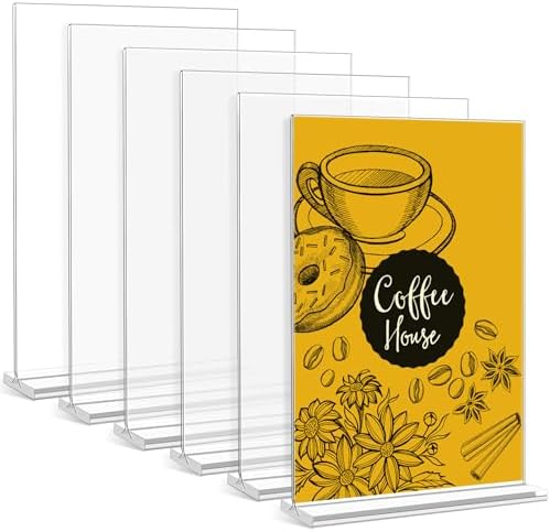 A4 Display Stand, 6 Pack T-Shape Double-Sided A4 Acrylic Sign Holder ...