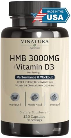 Amazon.com: VINATURA HMB 3000mg and Vitamin D3 Supplement Capsules per ...