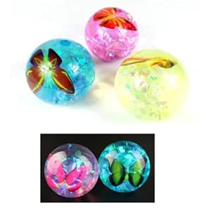 2 Pc's Bouncing LED Light Water Ball 65mm Novelty Jumping Flashing ...