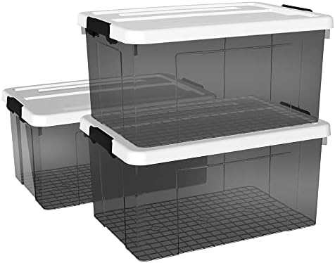 Cetomo 65L*3 Storage Boxes, Plastic Storage Box with Lids, Organizing Container with Secure ...