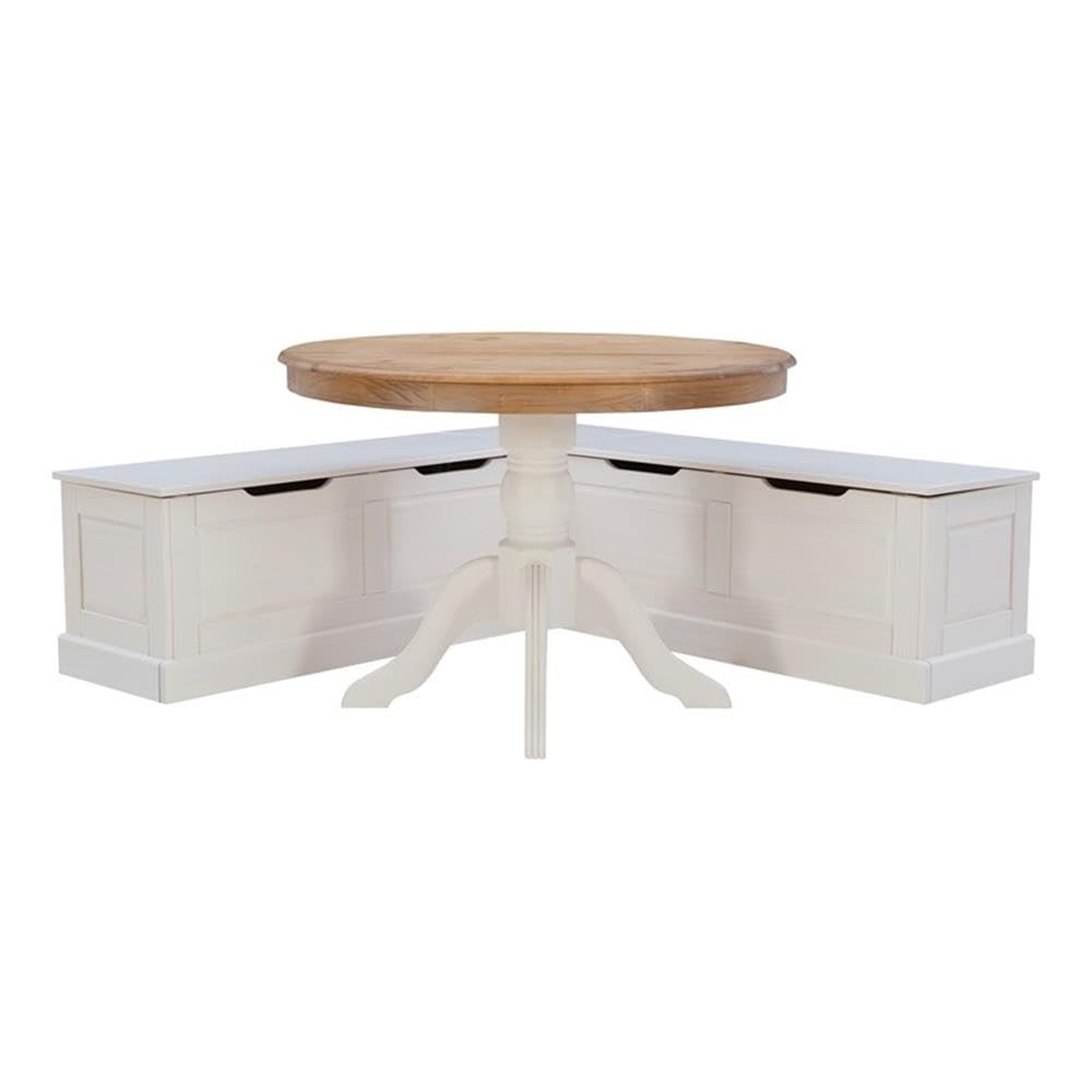 Amazon.com: Linon Troyin Backless Wood Corner Nook Set in White : Home ...