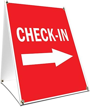 Amazon.com : A-frame Sidewalk Check-in Here Sign with Graphics On Each ...