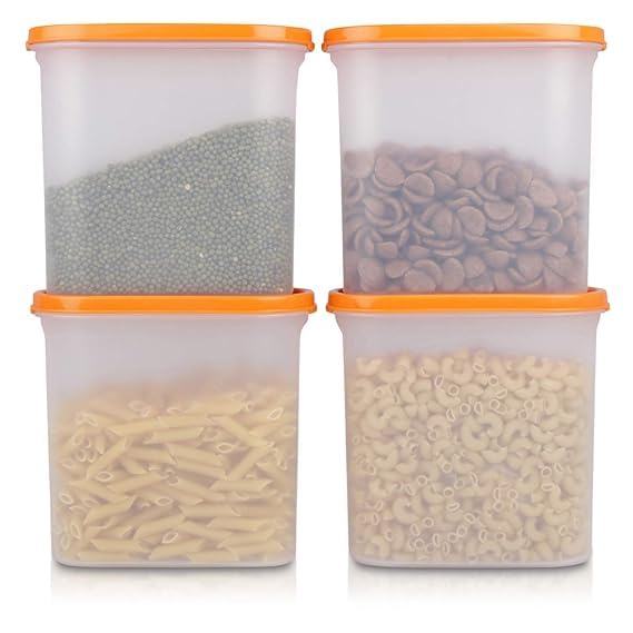 Buy SIMPARTE Anti-Bacterial Modular Plastic Storage Container Set of 4 – 1800ml – Orange – BPA ...