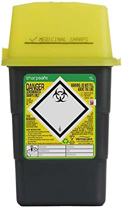 Sharpsafe 1 Litre 5th Generation Yellow /Grey -Sharps Bin Clinical ...