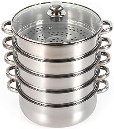 Amazon.com: Stainless Steel Steamer, 5 Tier 26cm Steamer Cooking Steam ...