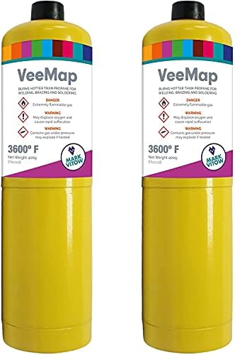 2 x Mark Vitow VMAP VeeMap MAPP Style Gas Cylinder, Yellow, 400g ...